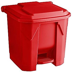 PRO&Family 32 Qt. / 8 Gallon / 30 Liters Red Rectangular Step-On Trash Can. Kitchen Garbage Can Office Trash Can Recycle Bin Waste Basket Touchless