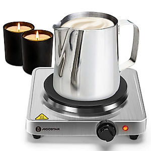 Aigostar Hot Plate for Candle Making, Portable Electric Stove Melting Chocolate, Hot Plates for Soap Making, Cooking Keeps Moka Pot and Food Warm, Adjustable Temperature Control, Easy to Clean