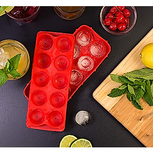 HIC Kitchen Cannonball Silicone Ice Cube Tray, European-Grade, Non-Stick, Makes 10 Large Ice Balls