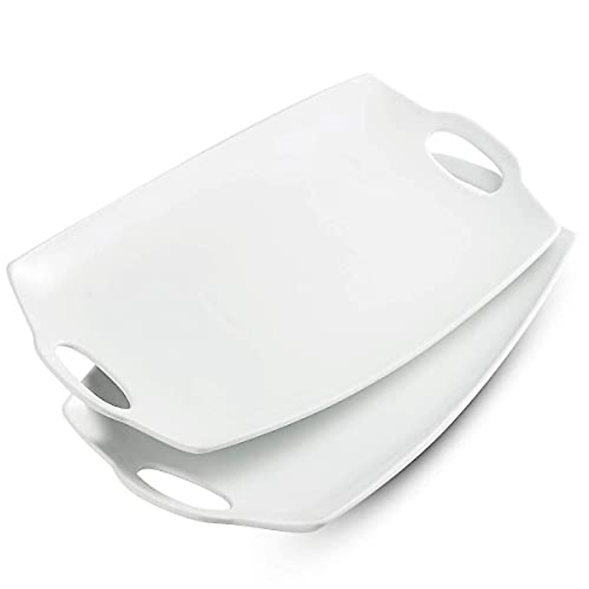 Serving Tray with Handle Exrta Large Porcelain Serving Platter Perfet for Display 16-Inch White