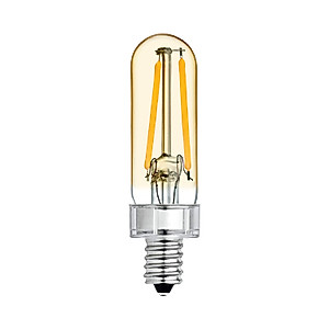 GE Vintage Style LED Tube Light Bulb, 3 Watts (40 Watt Equivalent) Warm Candle Light, Amber Glass, Candelabra Base, Dimmable (4 Pack)