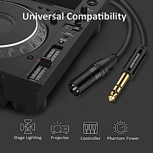 DREMAKE 10 Foot TRS Stereo 6.35mm 1/4 Inch to XLR Balanced Mic Cable Male to Male Audio Patch Cord for Speakers,Amplifier