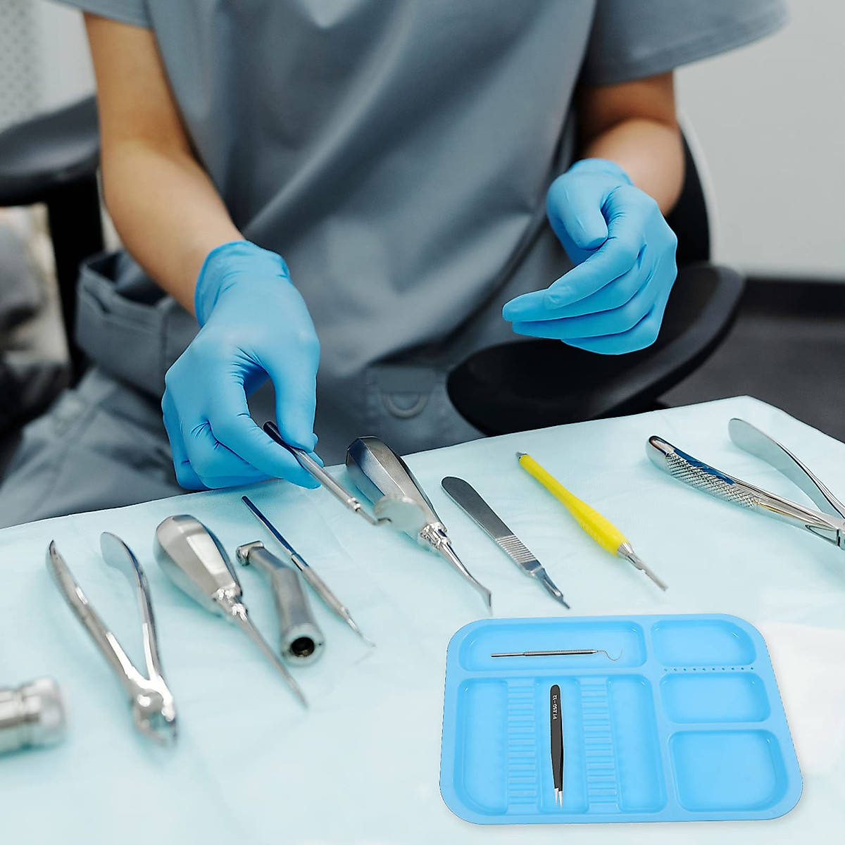 Plastic Dental Trays Instrument Trays Dental Instrument Set Plastic Serving Fruit Storage Trays Dentist Tools Kit Blue Pink Green