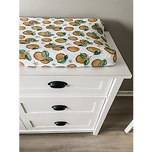 Orange Blossom Fitted Changing Pad Cover, Made from Viscose from Bamboo and Spandex Material, Fits Standard Changing Pad, by Florida Kid Co.