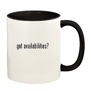 got availabilities? - 11oz Ceramic Colored Handle and Inside Coffee Mug Cup, Black