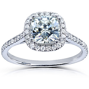 Kobelli Cushion-cut Moissanite Engagement Ring 1 1/3 CTW 14k White Gold, Size 8.5