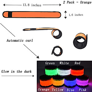 FYLARFLY LED Glow Slap Bracelets for Kids Adults, Light Up Wristbands Flashing Arm Wrist Ankle Bands High Visibility Safety Reflective Gear Lights for Biking Walking Running Camping (Orange)