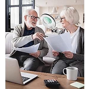 Cosywarm Magnifying Lamp, Upgrade 5 Diopter Glass, Magnifying Glass with Light and Clamp Hands Free, Adjustable Swivel Arm, LED Magnifier Work Lamp for Reading, Hobbies, Workbench.