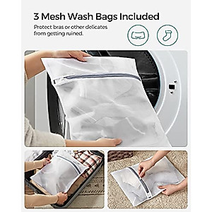 SONGMICS Laundry Basket, Laundry Hamper with 2 Removable Liner Bags & 3 Mesh Laundry Bags, 75L Sturdy Tall Laundry Bin, Freestanding Clothes Hamper with Handles, for Bathroom Dorm, Brown URST375K01