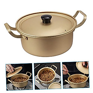 KICHOUSE Instant Noodle Pot Ramen Pot with Lid Metal Cooking Utensils Korean Pots for Cooking Soup Cooker Korean Ramen Pot with Lid Ramyun Pot Ramen Cooking Utensils Small Pot Ramen Cooker