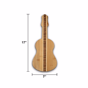 Vastigo Guitar Shaped Bamboo 7” x 17” Serving and Cutting Board – Music Inspired Kitchenware: Perfect for Serving Appetizers, Cheeses, Charcuterie and More