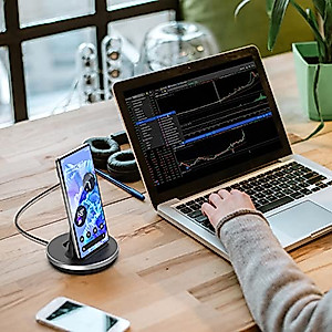 Encased USB Type C Desktop Charging Stand - Compatible with All Google Pixel Phones - Charger Dock for Pixel 6a, 6 Pro, / 7a, 7, 8, 8 Pro Models, Aluminum Black (Case Compatible)