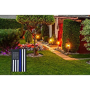 Homissor Thin Blue Line Flag Garden Flags 12x18 Inch Embroidered Police Flag Blue Lives Matter Back First Responder