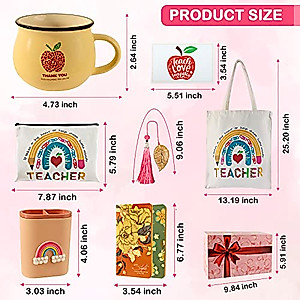 PIHOOD Teacher Gifts, Teacher Appreciation Gifts, Teacher Christmas Gifts- Includes Canvas Tote Bag, Coffee Mug, Pouch Bag, Bookmark, Pen holder, Notebooks and Greeting Card