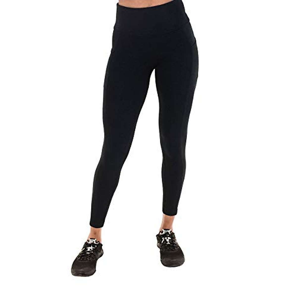 Spalding Women's Activewear Cotton Blend High Waist Legging with Pockets, 25.5" Inseam Black