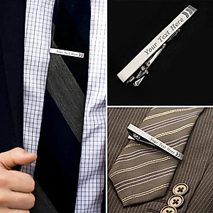 EDSG Personalized Tie Clips Pin for Men Engraved Exquisite Stainless Steel Personalized Gift for Best Man Usher Dad Boyfriend Husband Wedding Birthday Engagement Anniversary Xmas Gift (Silver)