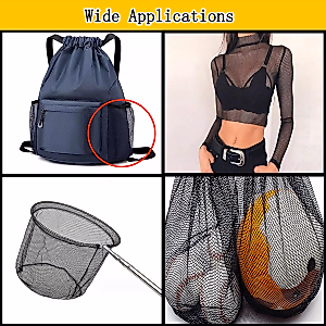 BoomSesame 150GSM Black Mesh Fabric, 40 x 82 Inch Polyester Fibre Mesh Netting Slightly Stretchy for Backpack Pocket, Straps, Netting Clothes, Netting Bag Shopping Bag and Other DIY Craft