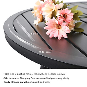 PHI VILLA Metal Outdoor Patio Bistro Set 3 Piece Dining Furniture - Black