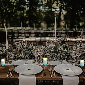 Blue Votive Candle Holders, Sea Glass Votive Candle Holders, Aqua Mercury Glass Tealight Candle Holder Set of 12, Perfect Centerpieces for Wedding, Party, Summer Home Decor