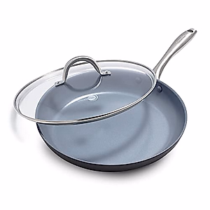 GreenPan Lima Hard Anodized Healthy Ceramic Nonstick 12" Frying Pan Skillet with Lid, PFAS-Free, Oven Safe, Gray