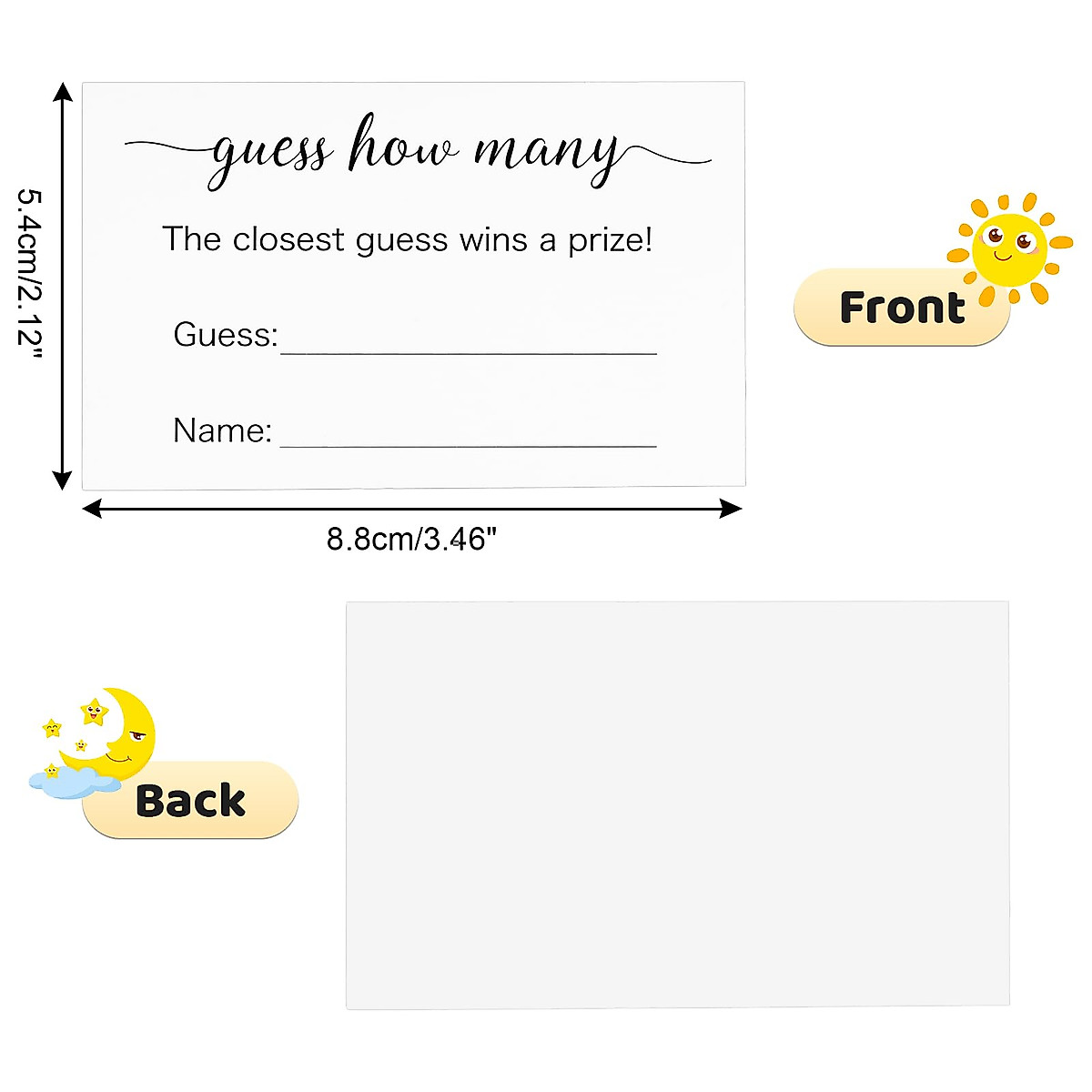 Anwyll Guess How Many Game Cards,50Pcs Guess How Many Baby Shower Game Cards,High-End Candies Cookies Guess How Many Game Cards for Baby Shower Birthday Party Bridal Shower Wedding Activity(3.5×2.1'')