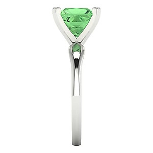 Clara Pucci 2.50ct Princess Cut Solitaire Green Simulated Diamond Engagement Bridal Promise Anniversary Ring 18K White Gold 7.5