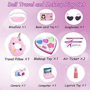 BNUZEIYI Doll Clothes and Accessories Travel Play Set for 18 Inch Dolls Doll Stuff with 18 Inch Doll Clothes Swimsuit for 18 Inch Girl Doll Girl Gift