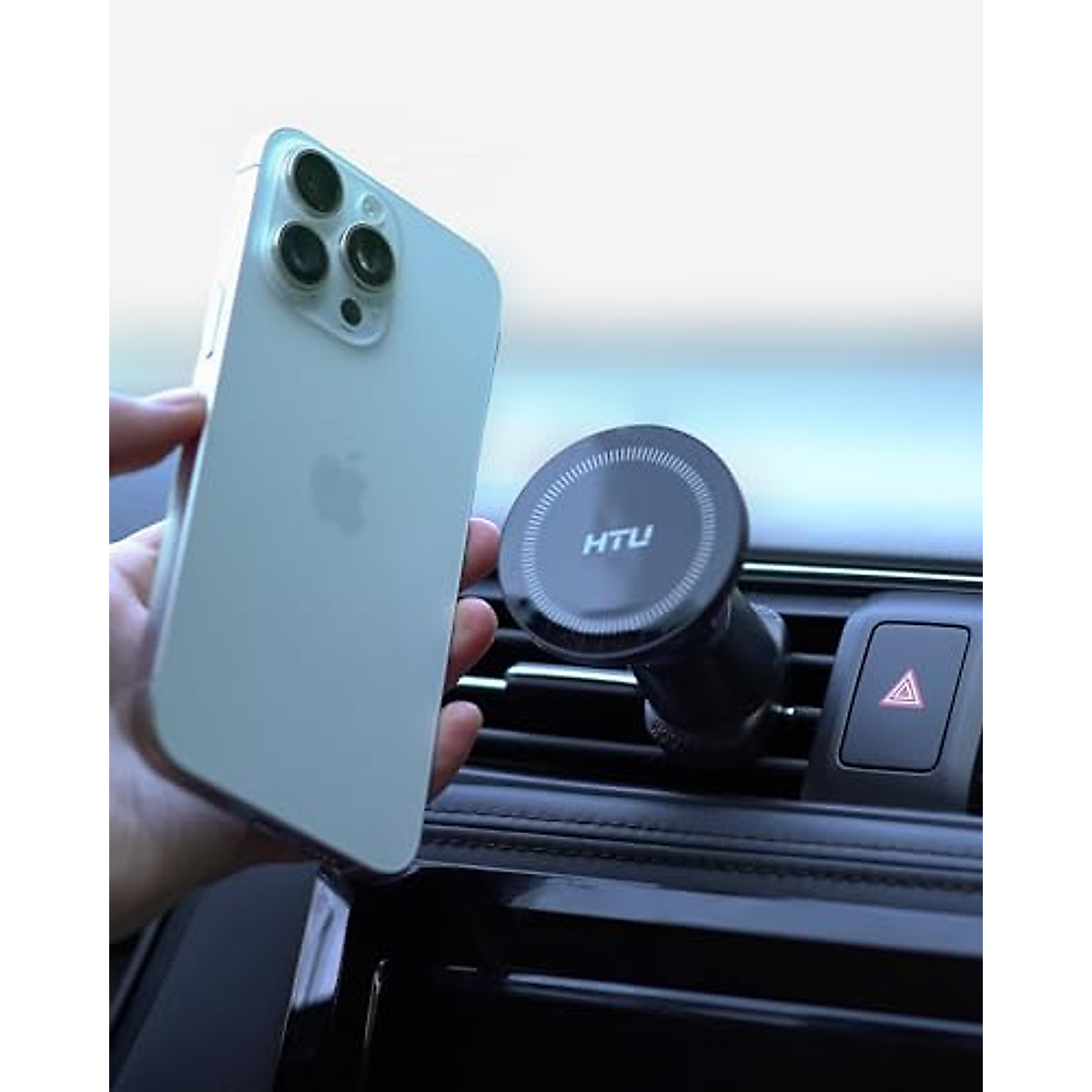 [2024 Newest Upgraded] for MagSafe Car Vent Mount HTU [Best Magnets] Car Phone Holders for iPhone, Hook Handsfree 360° Rotation Magnetic Phone Holder Car for iPhone 15 14 13 12 Pro Max Plus Mini,Black