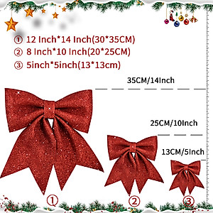 TONIFUL 12x14 Inch Glitter Bow Pink Shiny Christams Bow for Home Party Wedding Indoor Decoration， Gift Wrapping Accessories, Christams Whreath Bow DIY Handcraft Bow