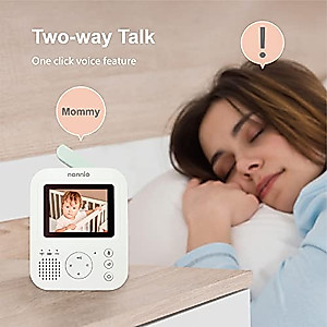 nannio Baby Monitor Hero2 Video Baby Monitors with Camera and Audio, Two-Way Talk, Auto Night Vision, Voice Activation, 5 Lullabies, 985ft Range, Long Battery Life, Baby Gifts, 2 Years Warranty