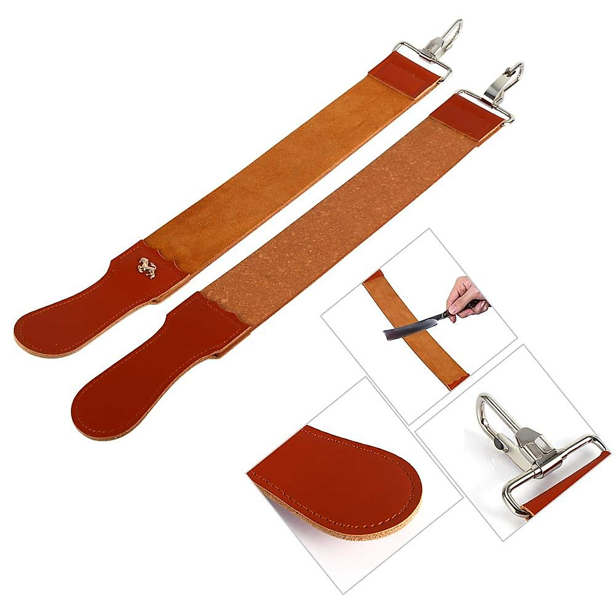 Shaving Leather Strap, Men's Genuine Leather Strop Sharpening Barber Straight Razor Folding Knife Shave Sharpener Belt for Barber Male Shaving Tool