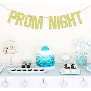 Prom Night Banner, Prom 2025 Decor, Class of 2025 Graduation Bunting Garland, Congrats Grad Party Decorations Gold Glitter