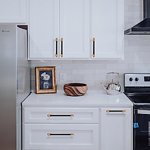 POVEFONK 10 Pack 5 inch(128mm) Black and Champagne Bronze Kitchen Cabinet Handles Knurled Cabinet Pulls Black Drawer Pulls Kitchen Cabinet Hardware