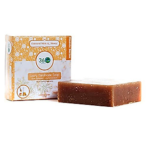 360Feel Oatmeal Milk & Castile Handmade Soap Bar - Warm inviting fragrance - exfoliant - Essential Oil Natural Soaps- Great as Anniversary Wedding Gifts Christmas stocking stuffer Honey, Brown, 5 Oz