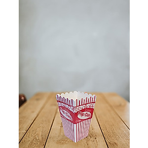Fresh White Popcorn Carnival Red Striped Boxes (12 Pieces) 6". Paper. Delicious Crisp Snack Treat Pop Corn Candy Birthday Paty Favor Container Cardboard Disposable