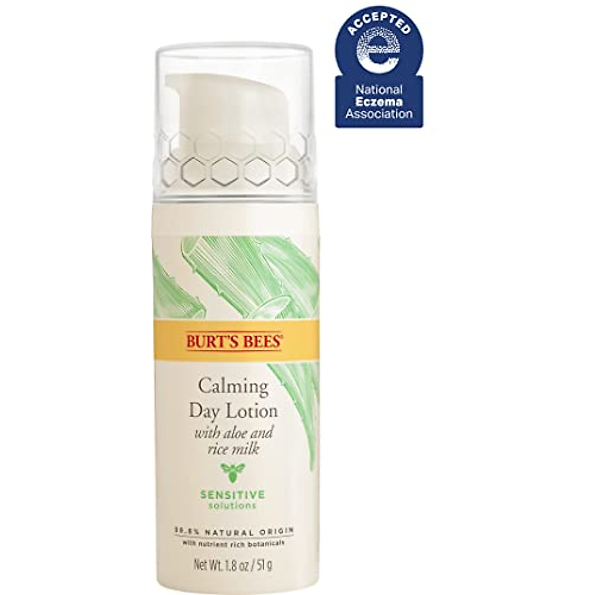 Burt's Bees Sensitive Solutions Calming Day Lotion with Aloe and Rice Milk, 98.8% Natural Origin, 1.8 Fluid Ounces