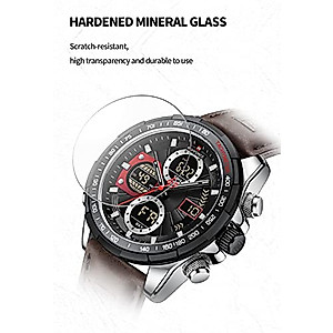 NAVIFORCE Men's Military Digital Watches Analog Quartz Waterproof Watch Sport Multifunctional Leather Wristwatch