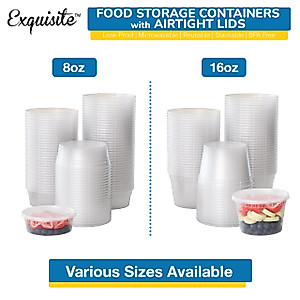 Exquisite Disposable 8 oz Plastic Containers With Lids - 48 Pack - Leak Resistant, Stackable, Microwave & Freezer Safe - Clear Rectangular Deli Containers