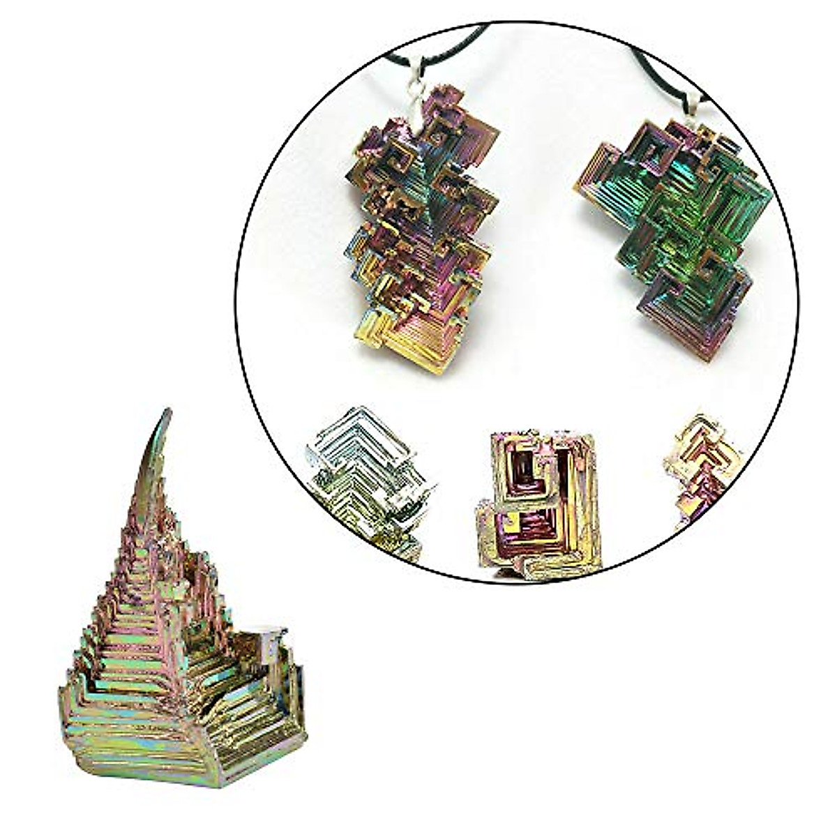 Wixine 1Pcs Rainbow Titanium Bismuth Specimen Mineral Gemstone Crystal Mineral Rock