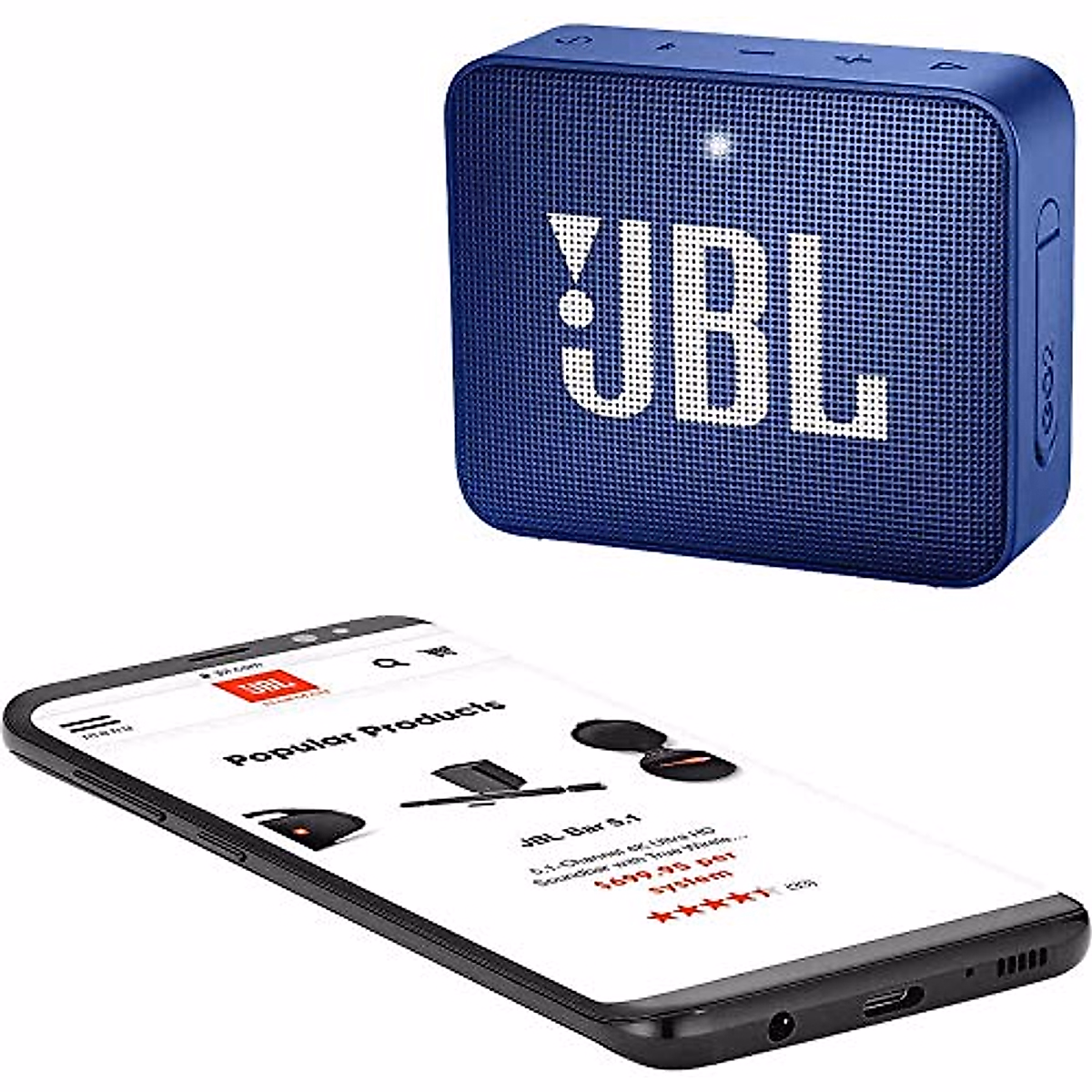 JBL GO2 Portable Bluetooth Speaker with Rechargeable Battery, Waterproof, Built-in Speakerphone, Blue