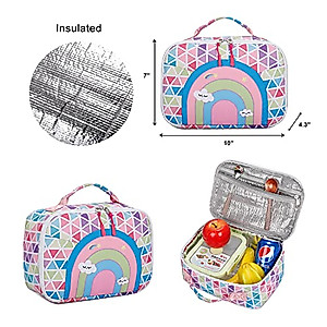 Ulgoo Girls School Bags Kids Bookbags Teens Bookbag Set Kids Laptop Backpack Lunch Box Purse (Rainbow Diamond)