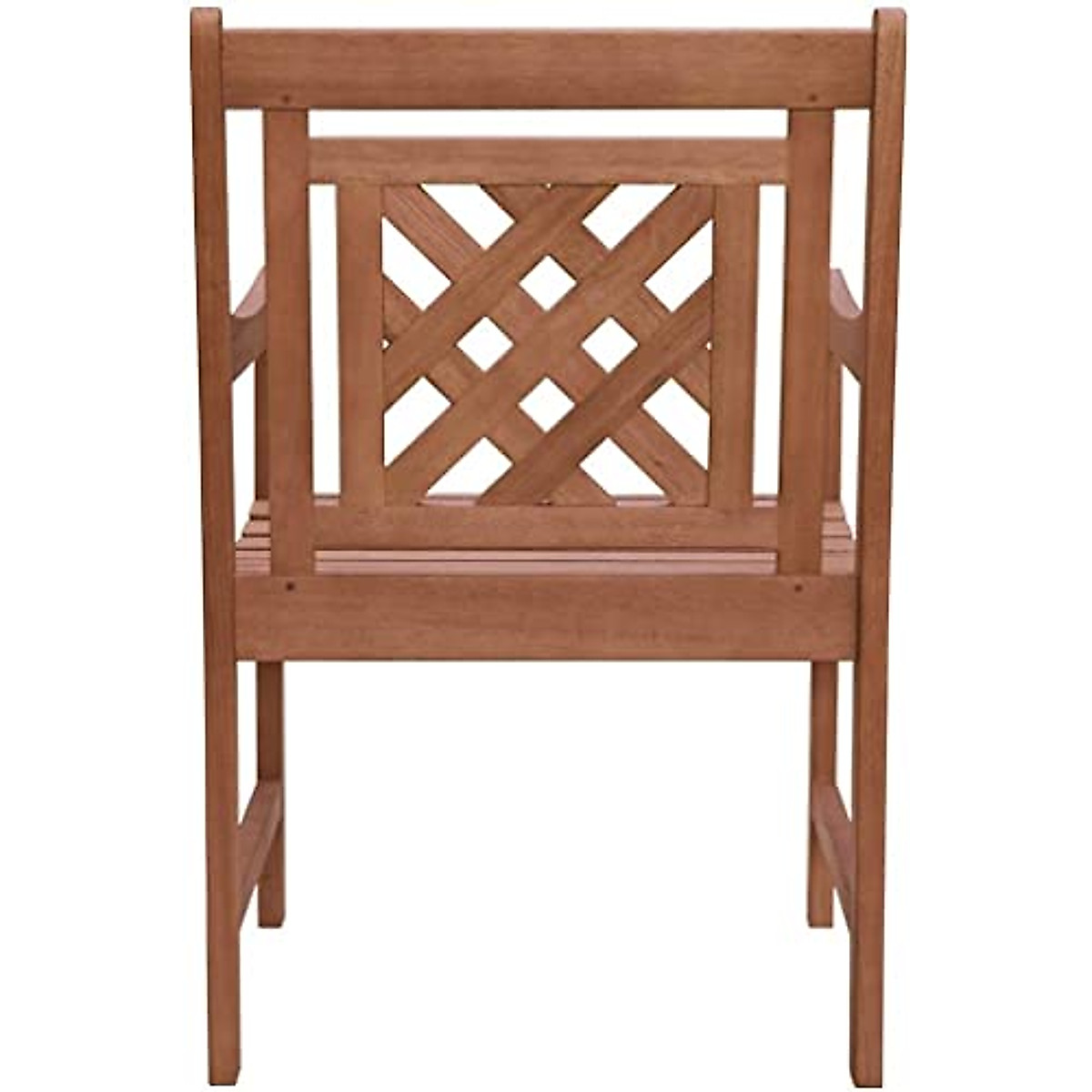 VIFAH V1835 Malibu Outdoor Patio Plaid Eucalyptus Dining Armchair