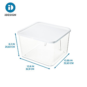 iDesign Storage Bin with Lid & Wall Mount Bracket, The Wallspace Collection – 12" x 12" x 8", Clear Bin