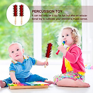 NUOBESTY 2pcs Christmas Hand Jingle Bells Wooden Shaker Jingle Bells Stick Musical Percussion Instrument Toy Kids Sleigh Bells for for Holiday Home Christmas Decoration Red