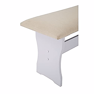 Riverbay Furniture Wood Storage Nook Kitchen Dining Breakfast Set in White and Beige