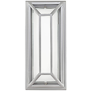 Possini Euro Design Radcliffe Modern Outdoor Wall Light Fixture LED Matte Nickel Geometric Baguette Cut 12" Frosted Glass for Exterior House Porch Patio Outside Deck Garage Front Door Garden Home