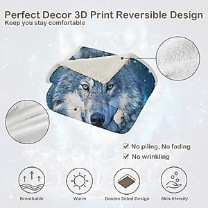 Sleepwish Wolf Blanket King Size Wolves Fleece Blanket Animal Blanket for Bed Soft Plush Sherpa Blanket Gifts for Adults Men Boys (108"x90")
