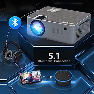 SIVEPY Projector With Wifi and 5.1 Bluetooth, 5G WiFi Native 1080P/12000L 4K Supported, Portable Outdoor with Carry Bag Projector Video Projector Phone Projector with Screen for iPhone,TV Stick, Mac