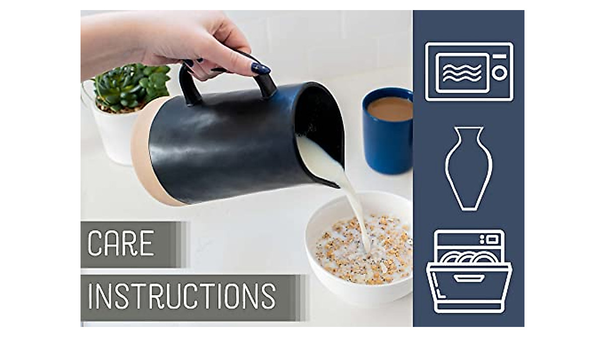 Nat & Jules Large Raw Bottom Matte Black 48 ounce Ceramic Pitcher Jug ...