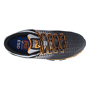 Timberland PRO Men's Powertrain Sport Alloy Safety Toe Static Dissipative Industrial Athletic Work Shoe Boot, Black/Grey/Orange, 13 Wide